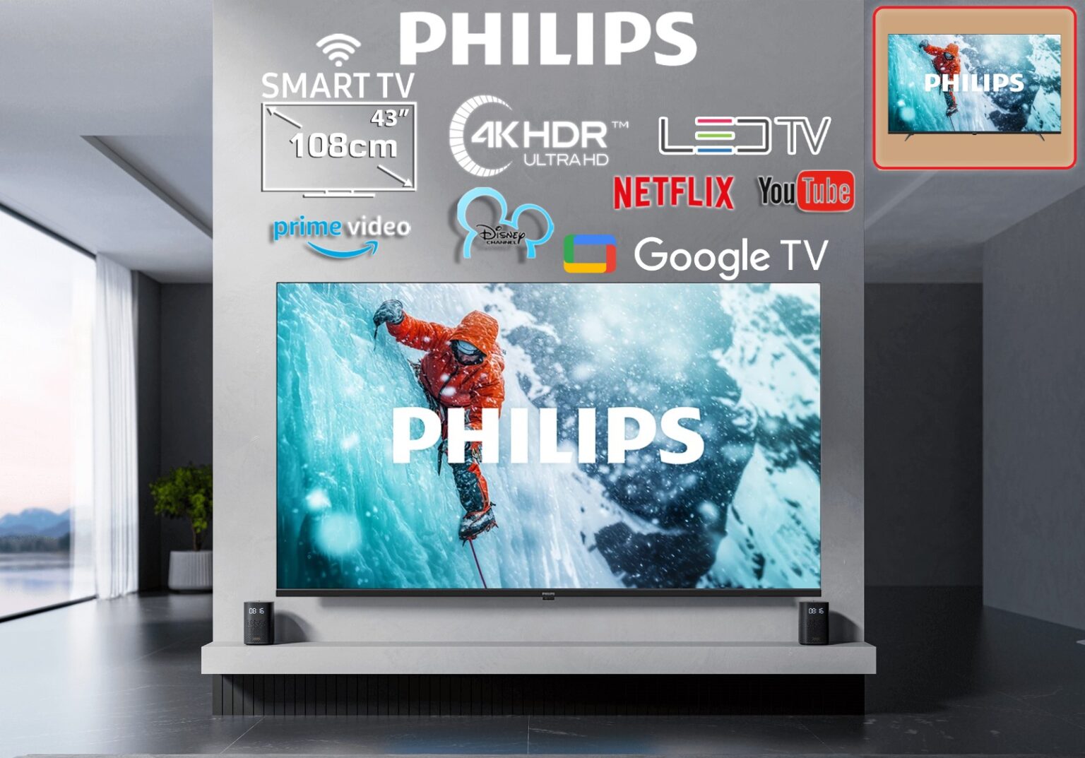 LCD LED TV Philips 108cm Smart TV 4K - Mega Centar